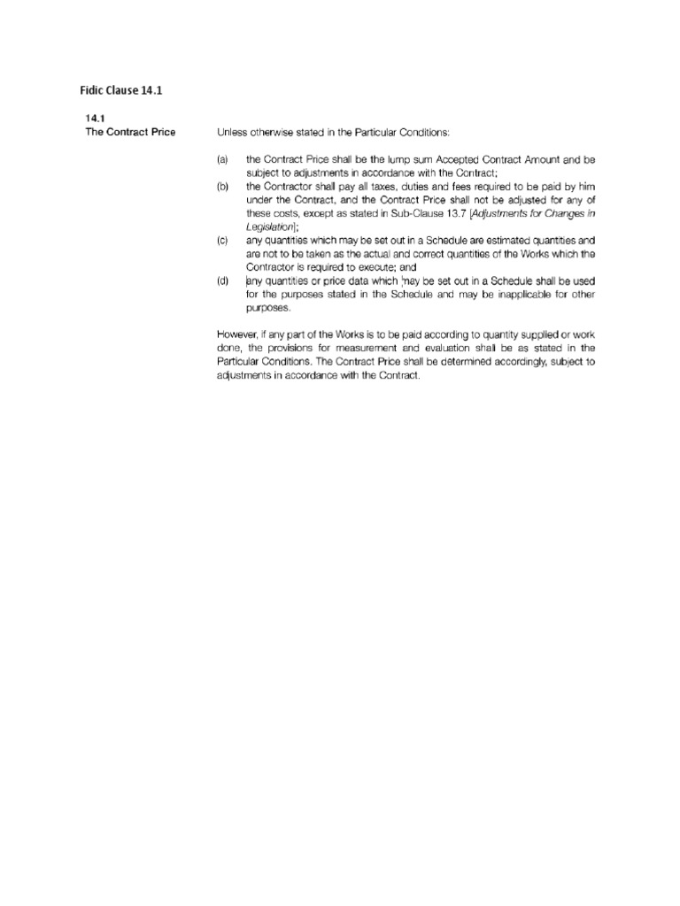 Fidic Clause 14.1 Overview | PDF