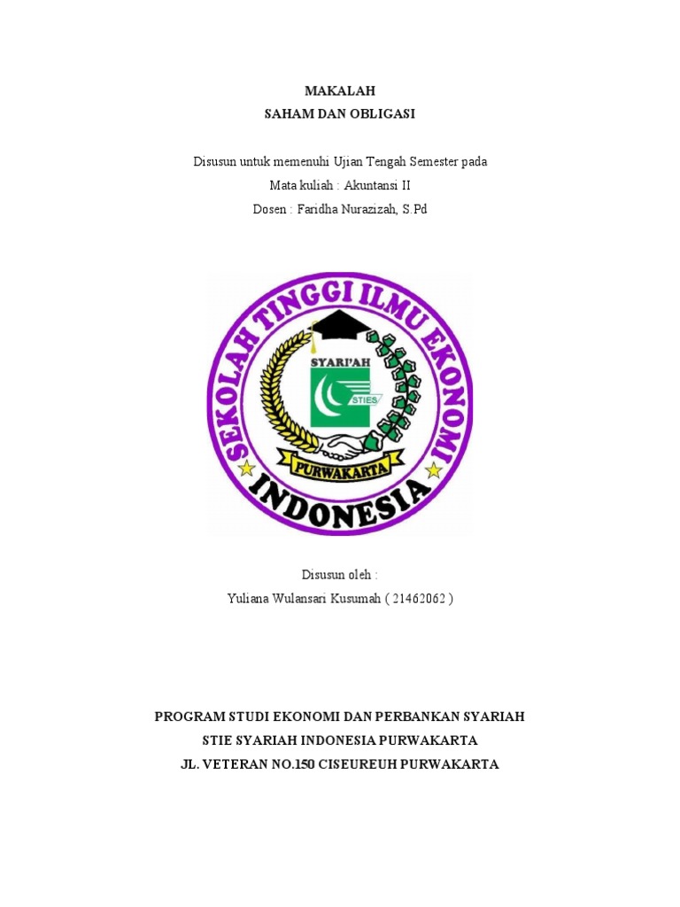 Makalah Saham Dan Obligasi | PDF | Bisnis | Pengelolaan Keuangan & Uang Makalah Saham Dan Obligasi | PDF | Bisnis | Pengelolaan Keuangan & Uang