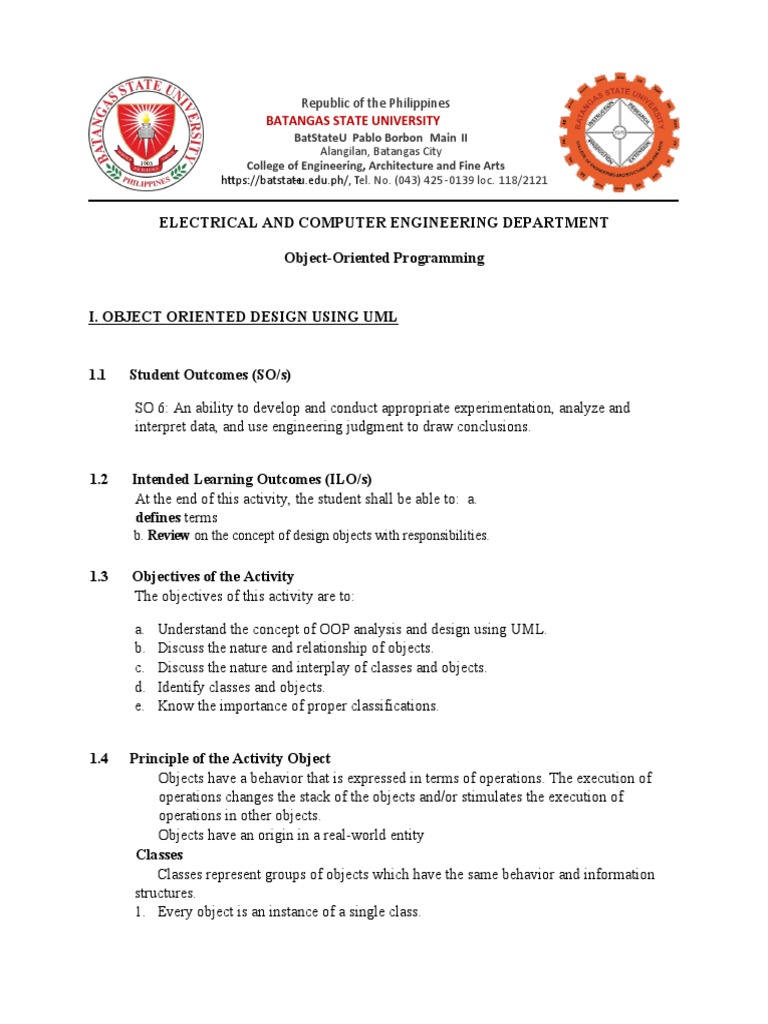 Oop Activity For So6 Uml And Arraygroup 6 Pdf Array Data Structure Object Computer Science
