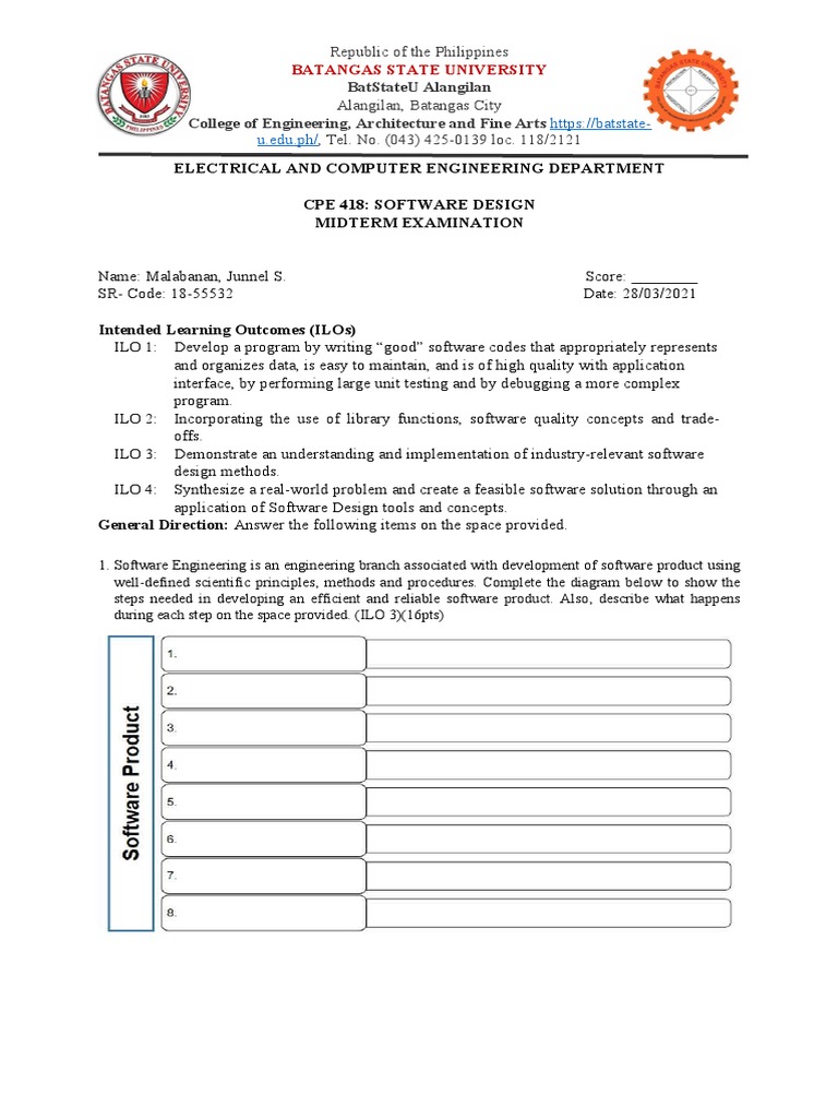CpE-418-Midterm-Examination V2.0 - Malabanan, Junnel S. | PDF ...