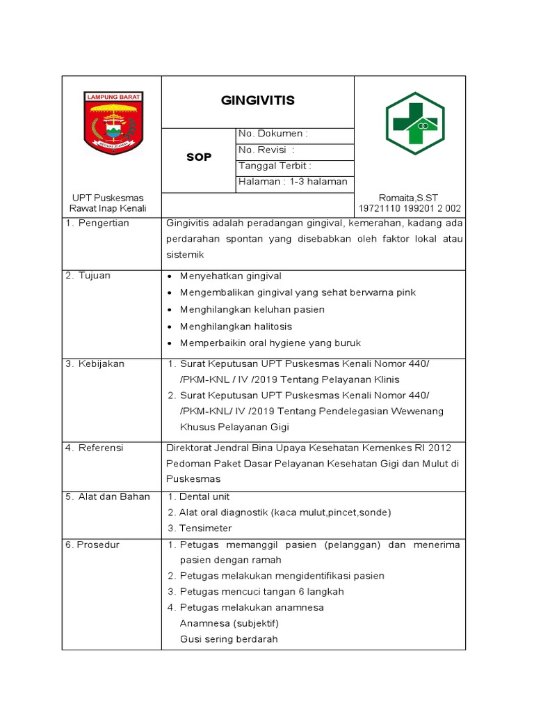 Sop Gingivitis BR | PDF