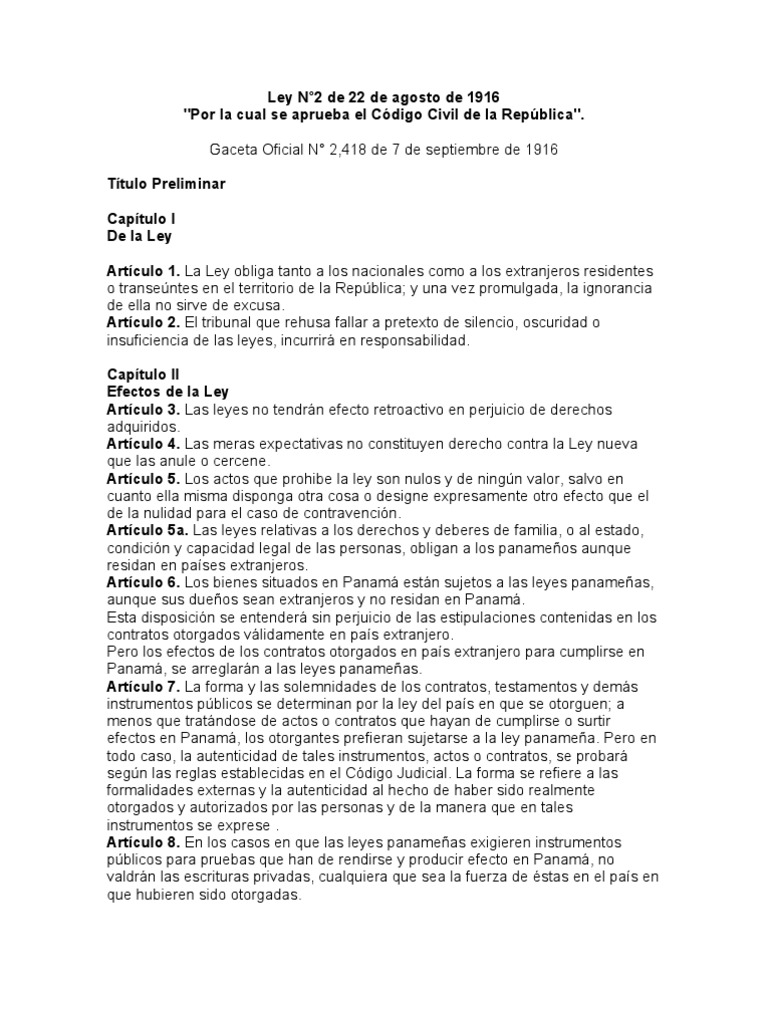 Codigo Civil - Panama | PDF | Fundación (sin fines de lucro) | Propiedad