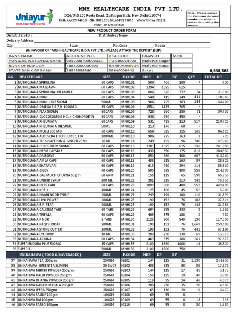 NEW ORDER FORM STOCK | PDF
