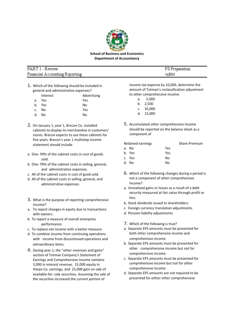 FS Preparation MCQ | PDF | Income Statement | Income
