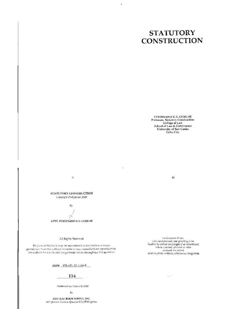 Statutory Construction by Ferdinand Gujilde | PDF