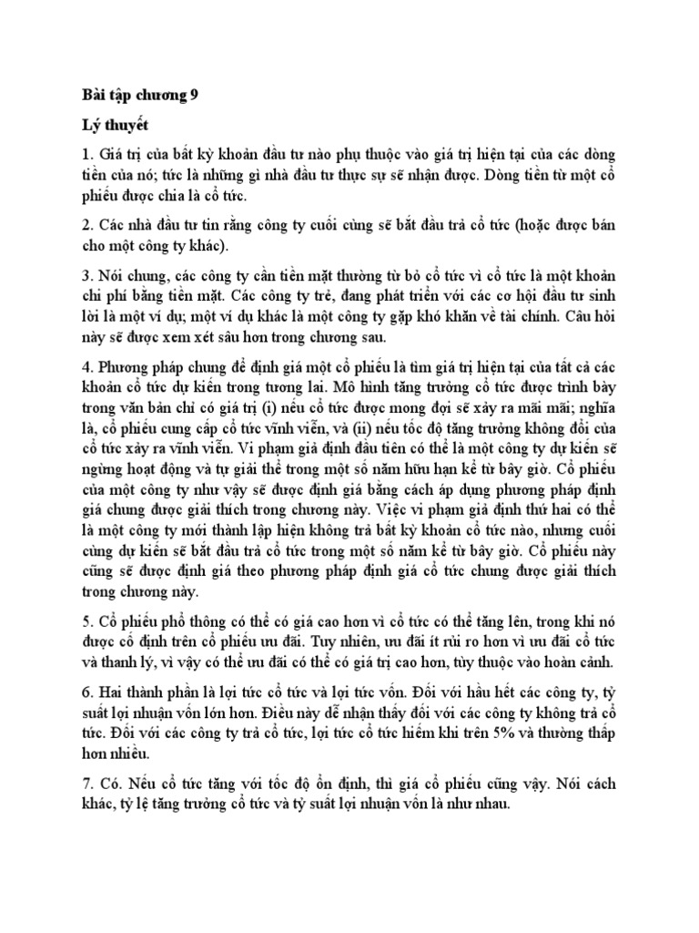 Bài Tập Chương 9 TCDN | PDF