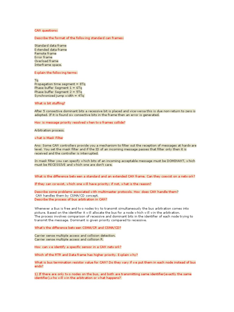 CAN Questions | PDF | Information And Communications Technology | Communication