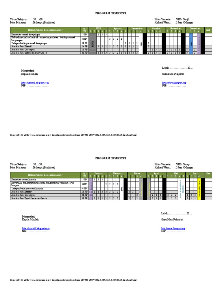Program Semester Prakarya Kls 8 | PDF