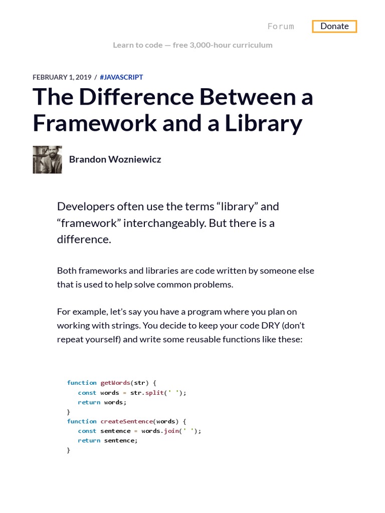 The Difference Between A Framework and A Library | PDF | J Query | Html The Difference Between A Framework and A Library | PDF | J Query | Html