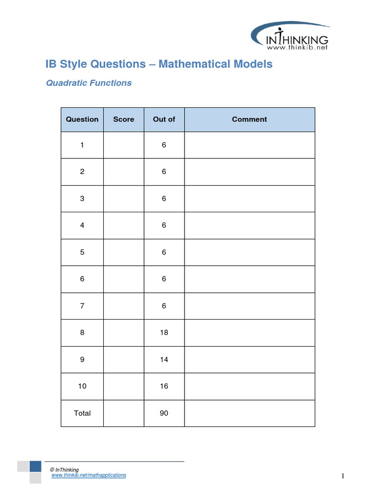 Batch of 10 - Quadratic Functions | PDF | Mathematical Objects ...