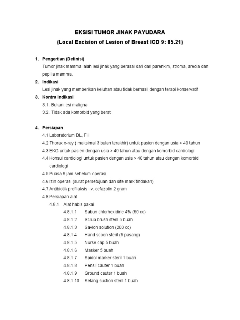 Eksisi Tumor Jinak Payudara | PDF