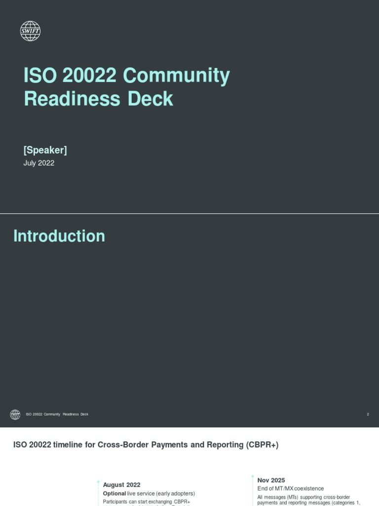 Swift Iso 20022 Community Readiness Deck 202207 Final | PDF | Banks ...