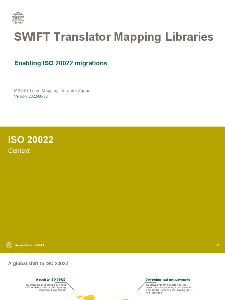 Swift Translator Mapping Libraries Enabling Iso 20022 Migrations Pdf Library Computing