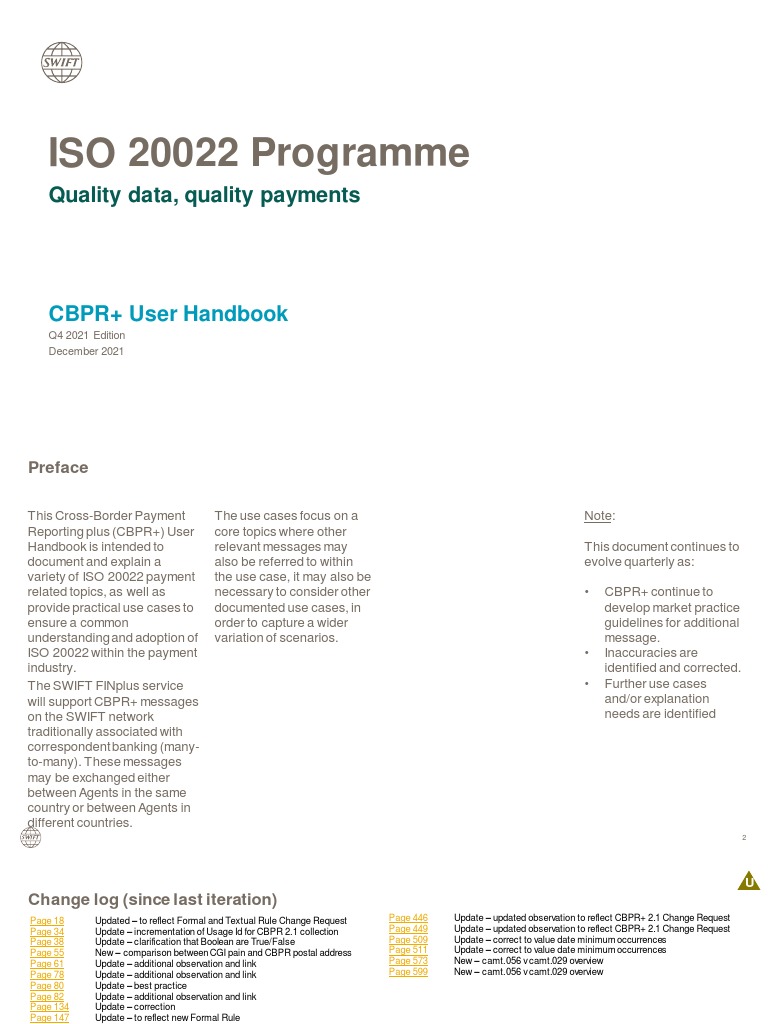 Iso 20022 Programme Uhb Q4 2021 Edition V1 Pdf Xml Credit Card