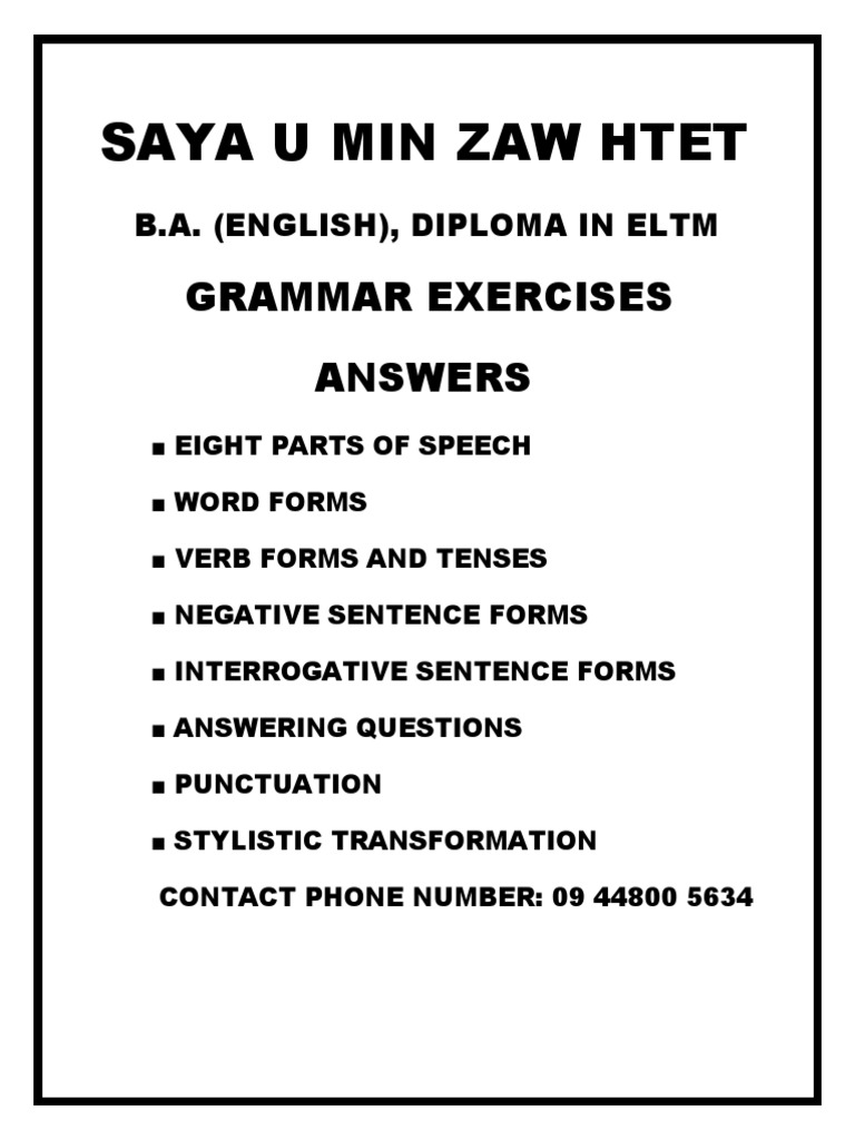 Grammar Exercises Answers | PDF | Verb | Language Mechanics