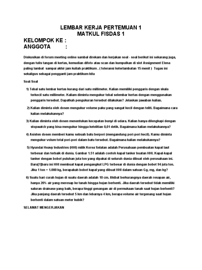 Lembar Kerja Pertemuan 1 | PDF