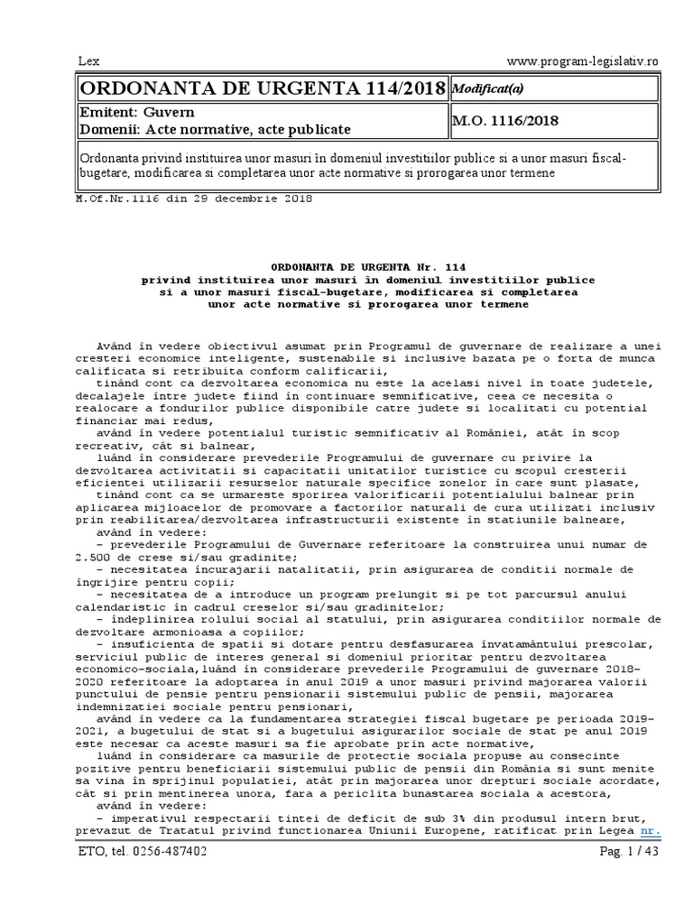 Oug 114-2018 | PDF