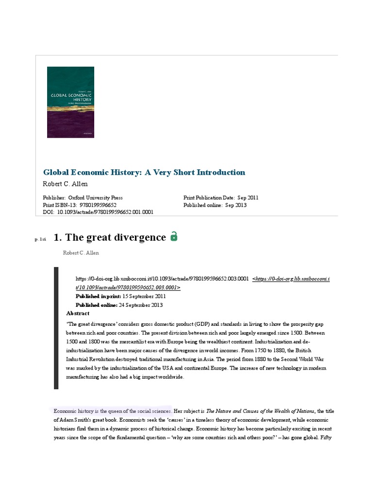 Allen R. - The Great Divergence | PDF | Gross Domestic Product | Trade