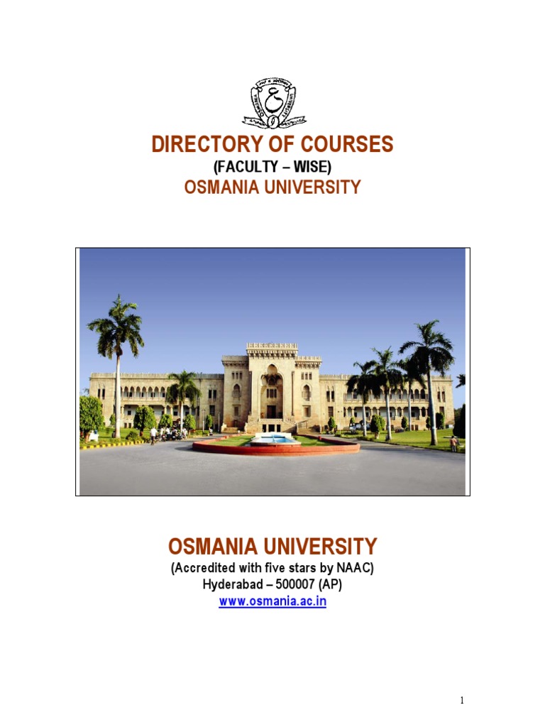 Osmania University Courses Overview Pdf Doctor Of Philosophy