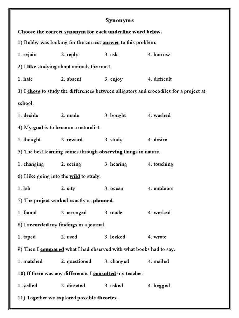 Synonyms and Antonyms Worksheet | PDF | Home & Garden
