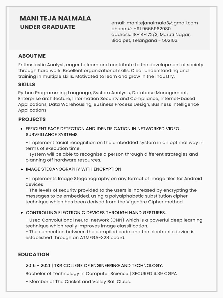 Mani Teja Nalmala | PDF | Encryption | Computer Security