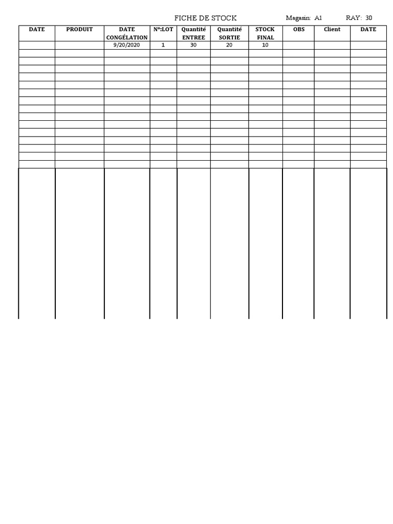Fiche de Stock | PDF