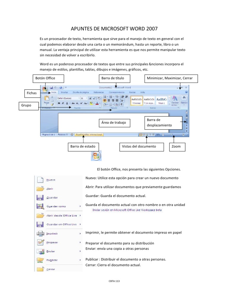 Word 2007 Apuntes | PDF | Microsoft Word | Documento