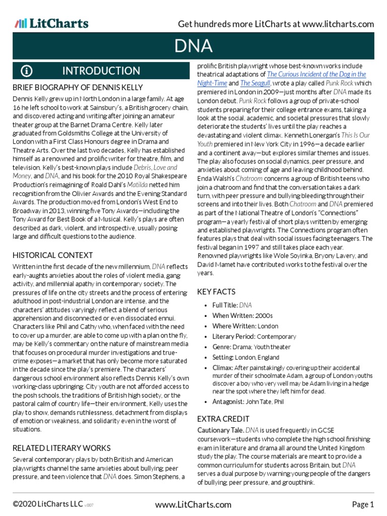 DNA LitChart | PDF | Bullying | Reality