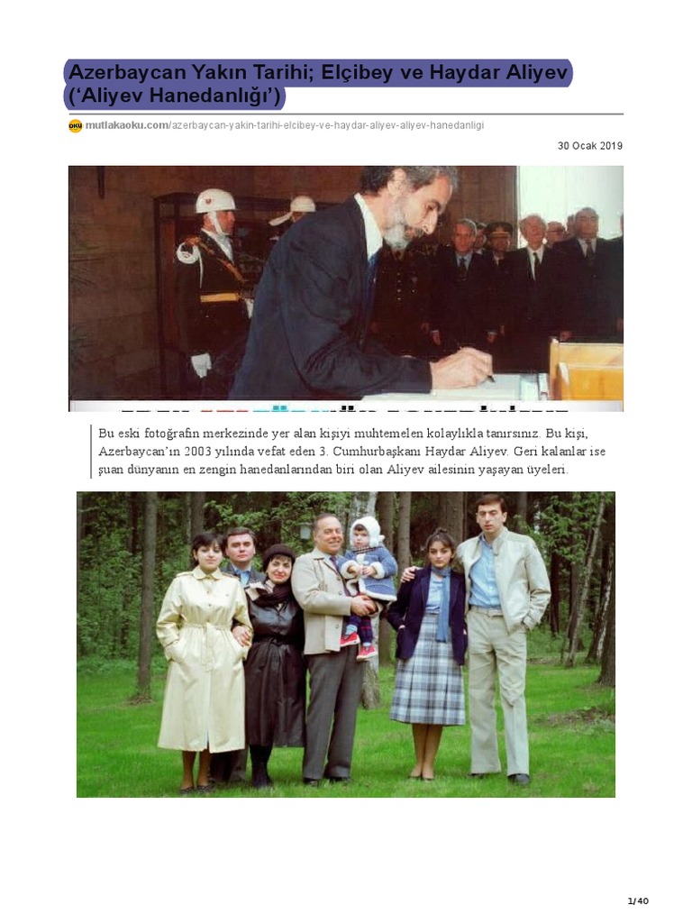 Azerbaycan Yakın Tarihi Elçibey Ve Haydar Aliyev Aliyev Hanedanlığı | PDF