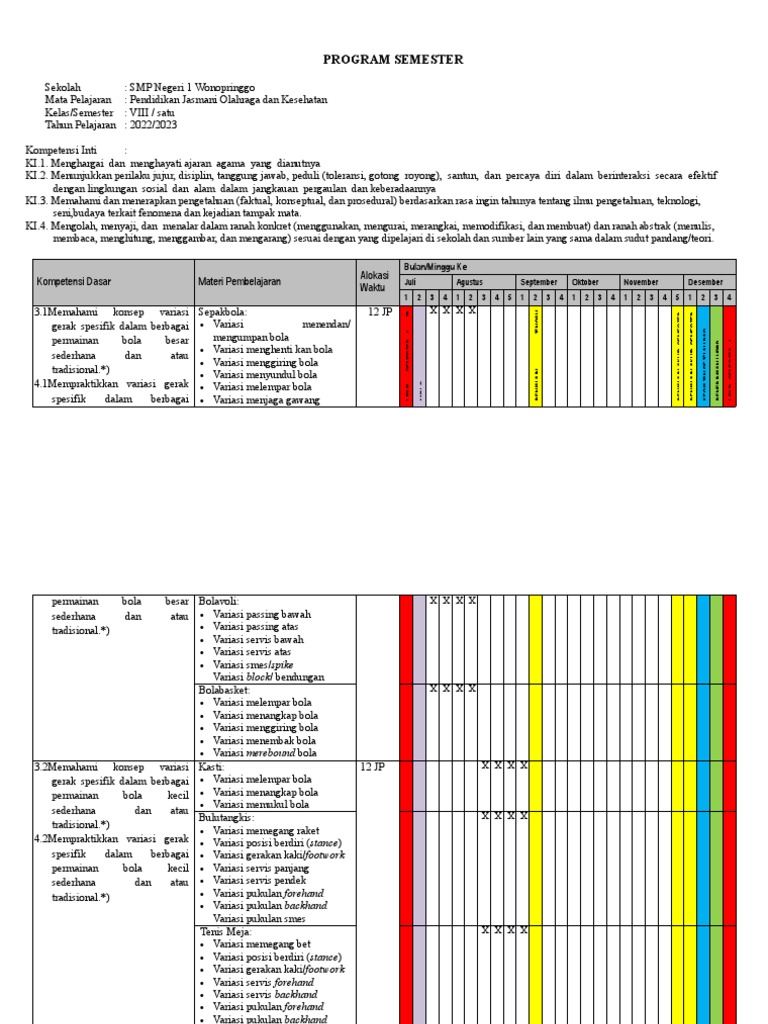 6.promes Kelas 8 SMT 1 | PDF