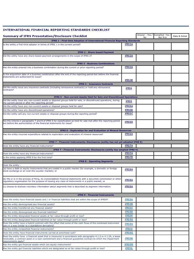 Ifrs Checklist | Download Free PDF | Fair Value | International ...