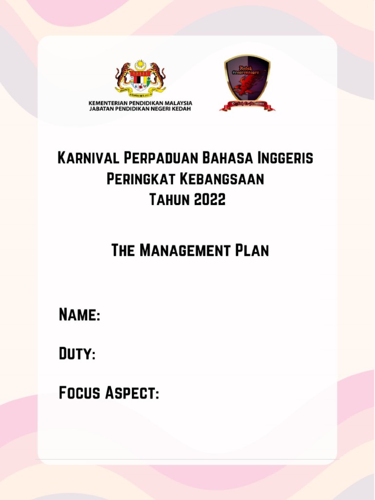 The Management Plan Karnival Perpaduan Bahasa Inggeris 2022 21062022-1 | PDF