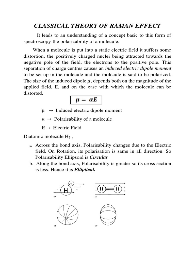 Classical Theory of Raman Effect Explained | PDF | Dipole | Molecules