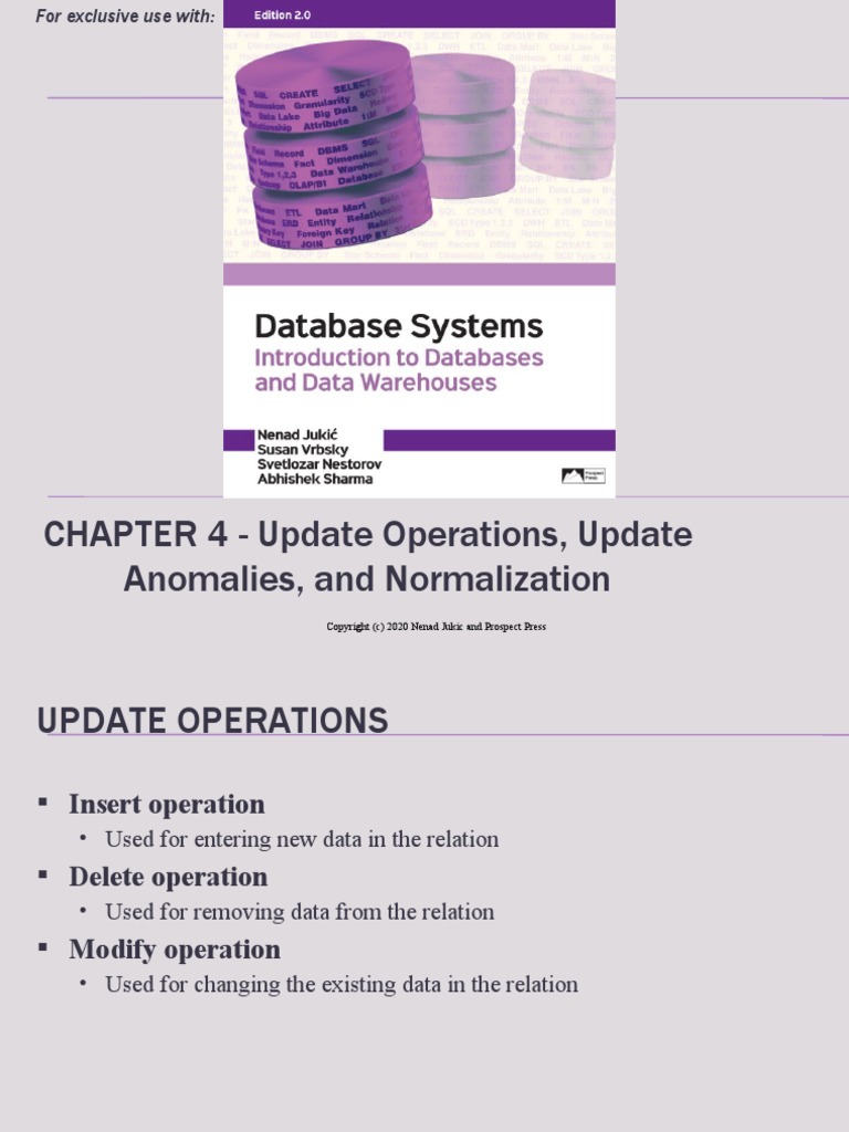 Chapter 4 - Update Operations, Update Anomalies, and Normalization | PDF | Table (Database ...