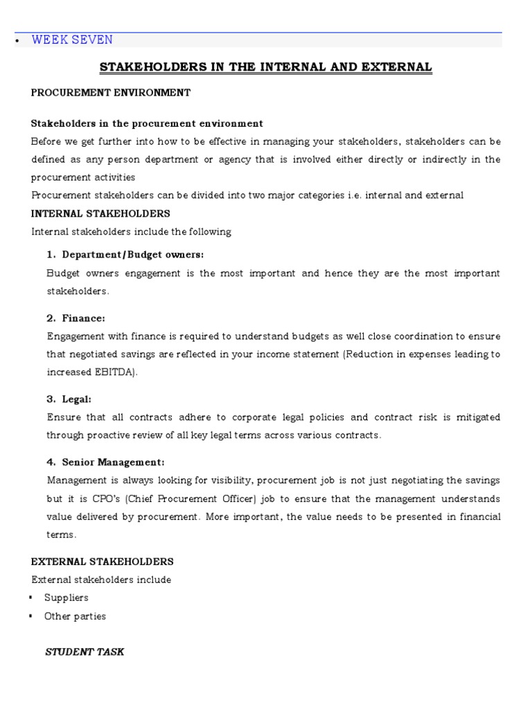 Managing Stakeholders in Procurement: Understanding Internal and ...