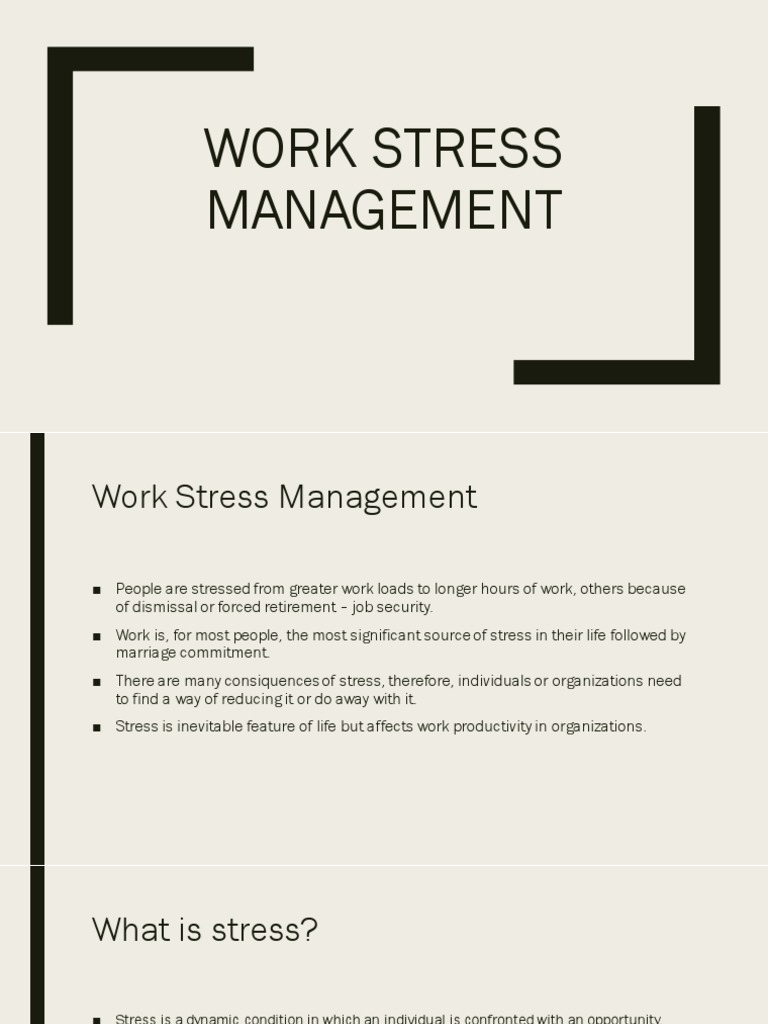 Work Stress Management | PDF | Stress (Biology) | Occupational Stress