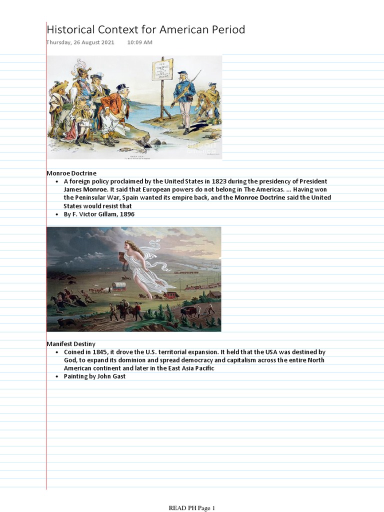 Historical Context For American Period 1NOTE | PDF | Philippines