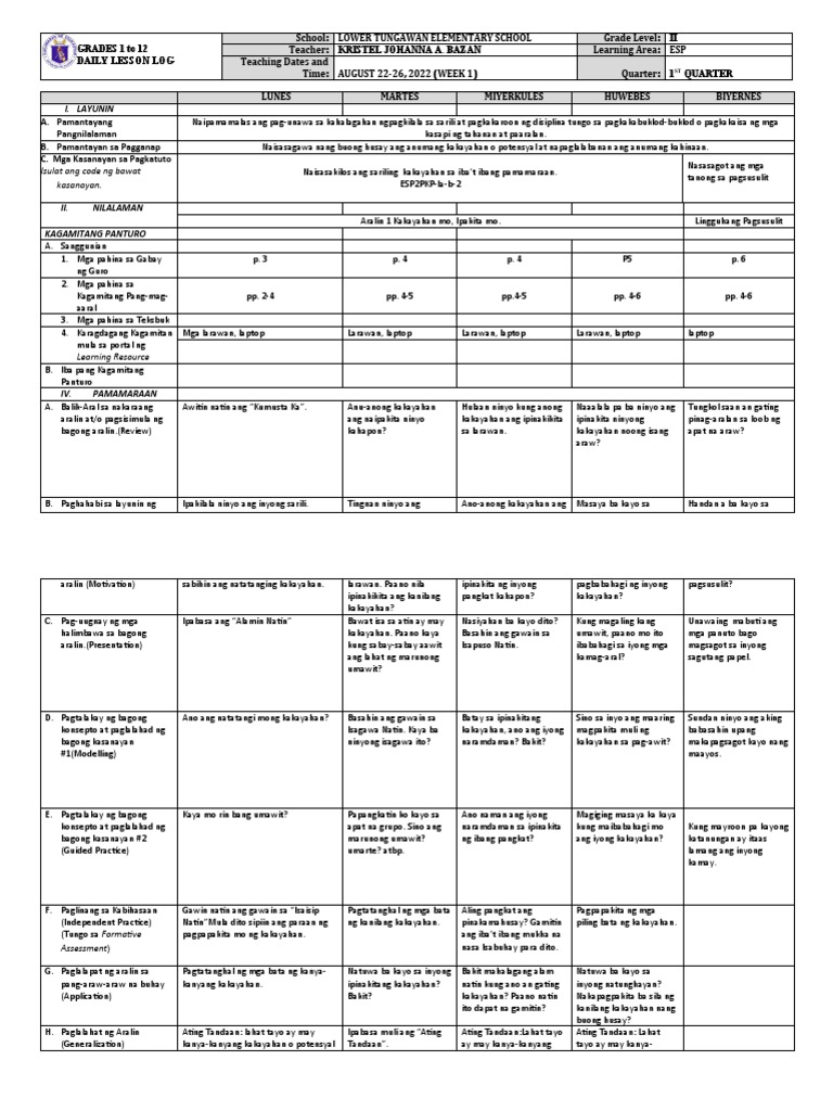 DLL - Esp 2 - Q1 - W1 | PDF