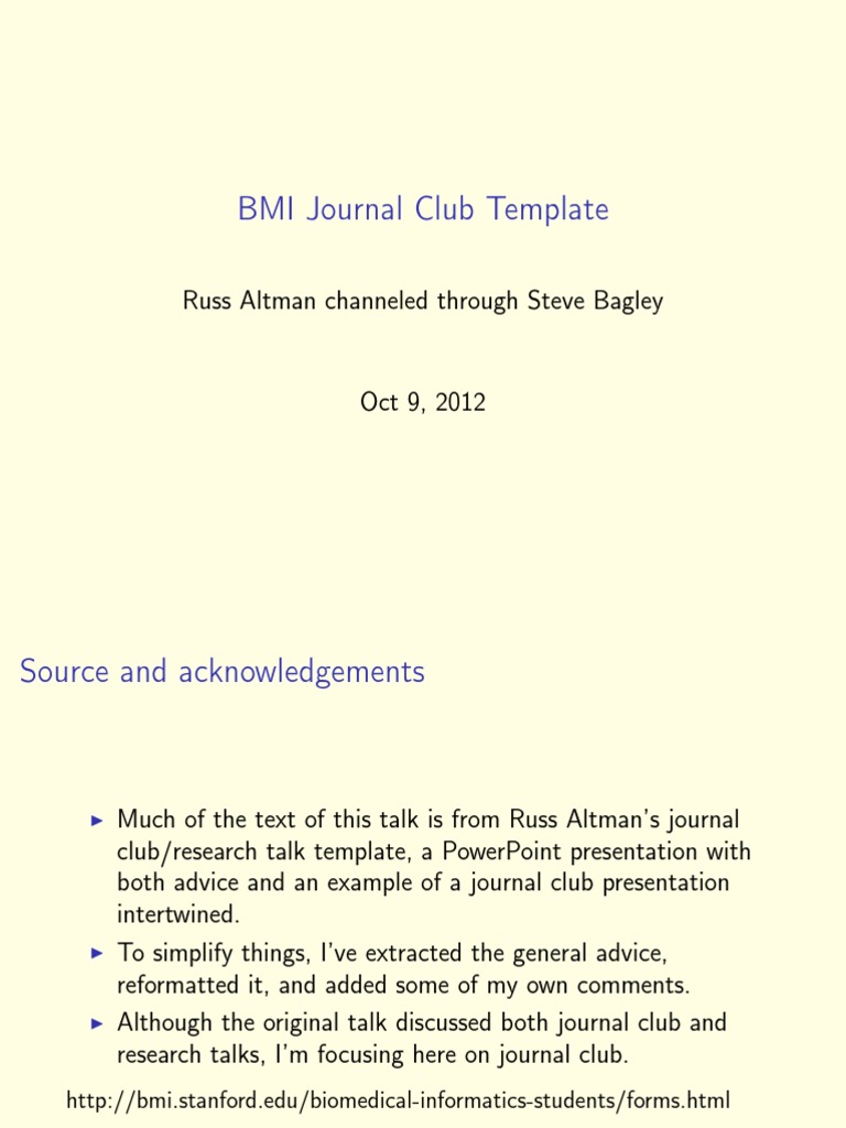 Journal Club Template | PDF | Evaluation | Cognitive Science