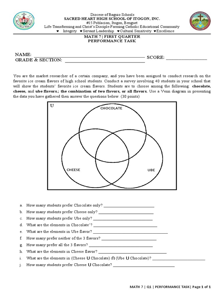 Name: SCORE: - Grade & Section:: Math 7 - First Quarter Performance ...
