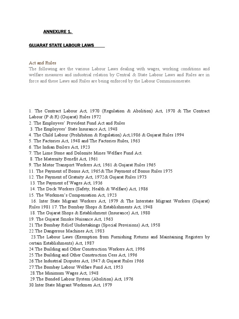 Gujarat State Labour Laws | Download Free PDF | Employment | Labour Law