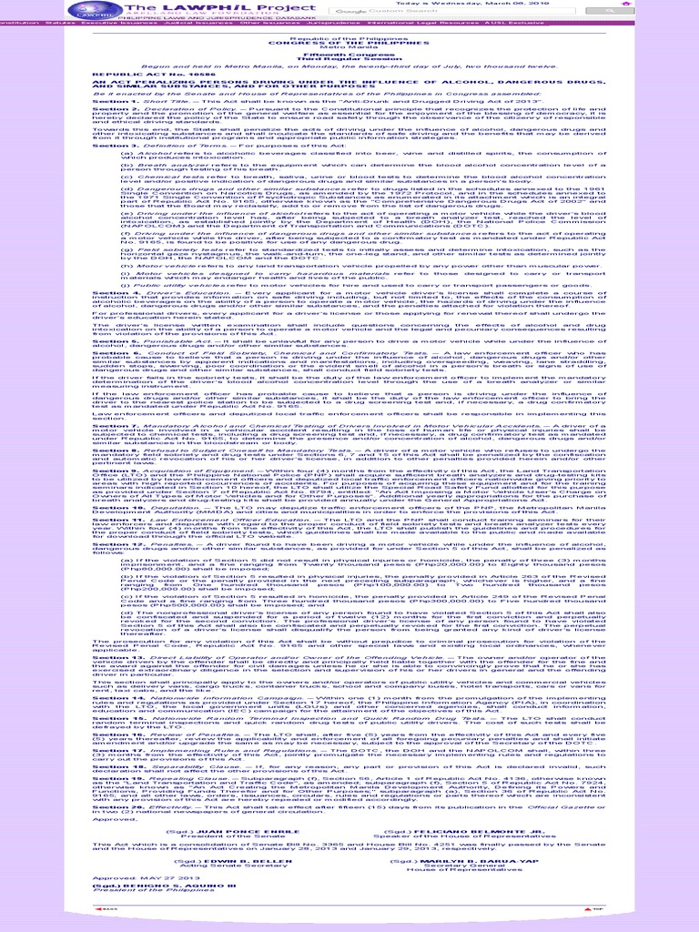 Anti-Drunk and Drugged Driving Act | PDF