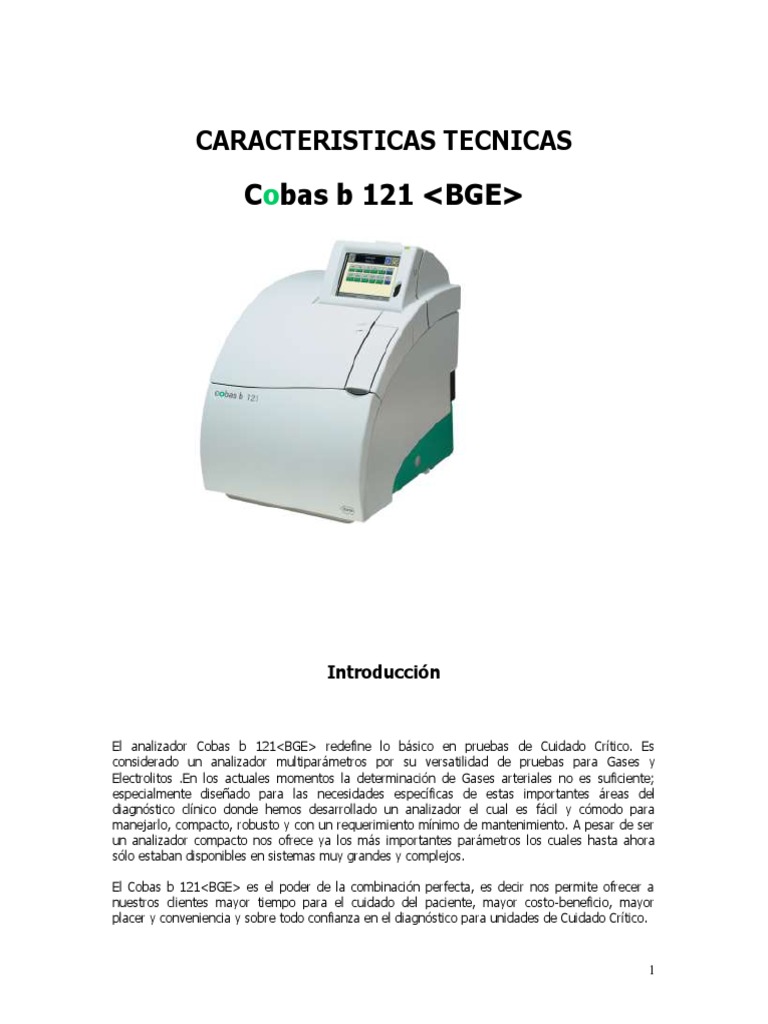 Analizador Cobas b 121: Características Clave | PDF | Solución tampón ...