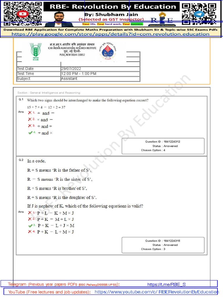 (Eng) S-2 ICAR Asistant (12 To 1) - RBE | PDF | Speed