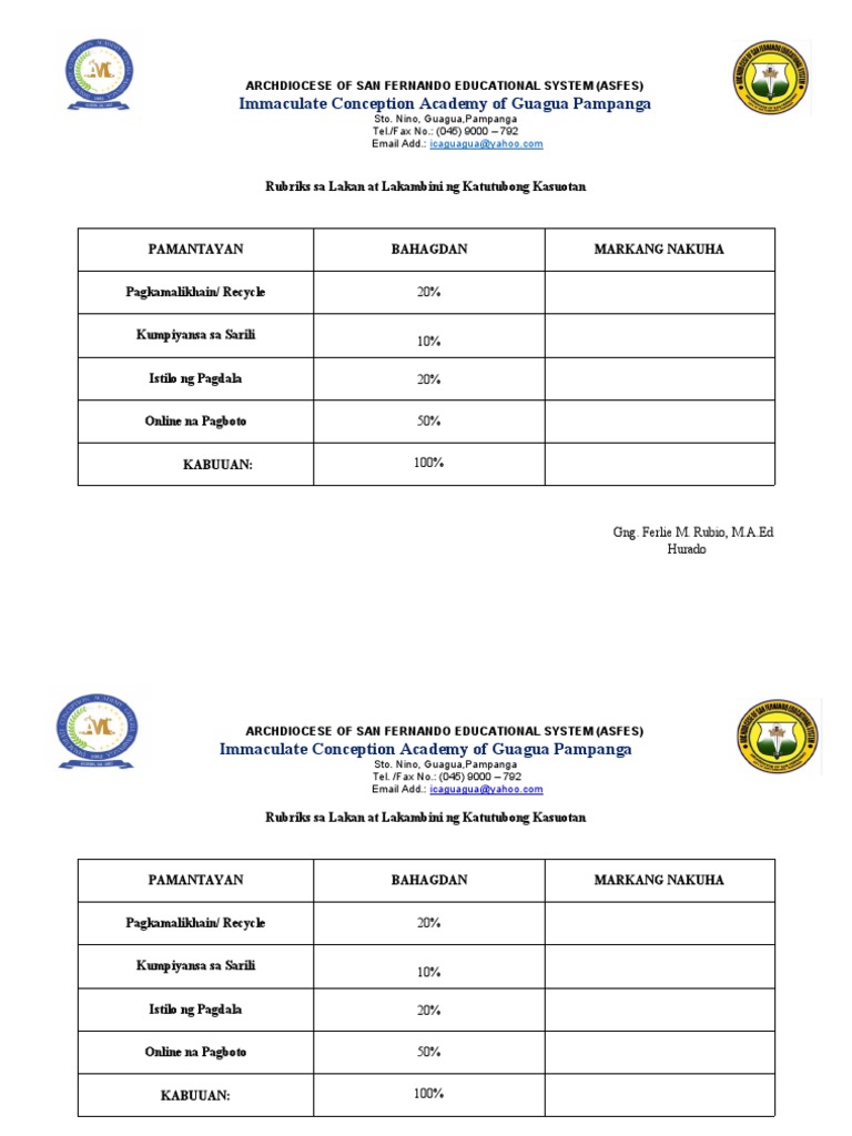 Rubriks Sa Lakan at Lakambini | PDF