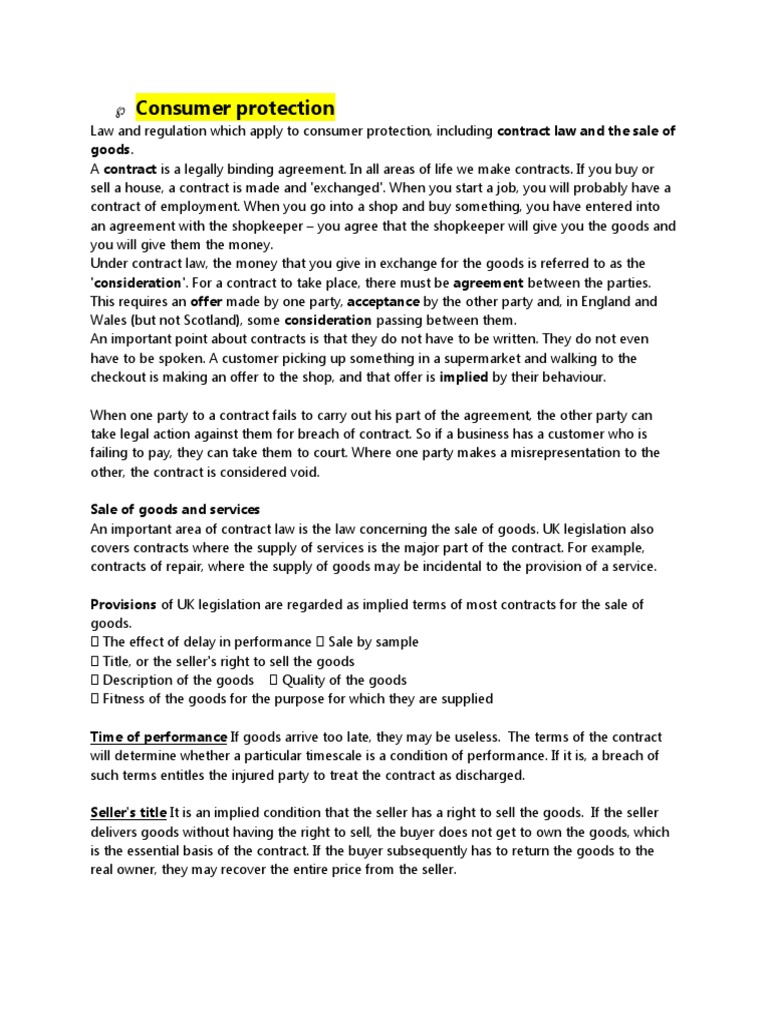 Consumer Protection | PDF | Consideration | Business