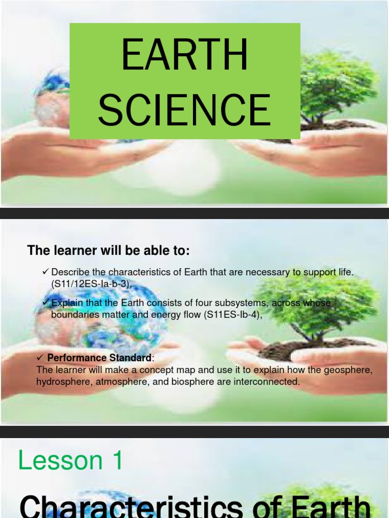 Characteristics of Earth That Support Life Four Subsystem | PDF | Earth ...