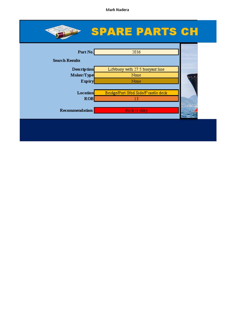 Spare-Parts-Checker - Nadera-1 | PDF | Ships | Manufactured Goods