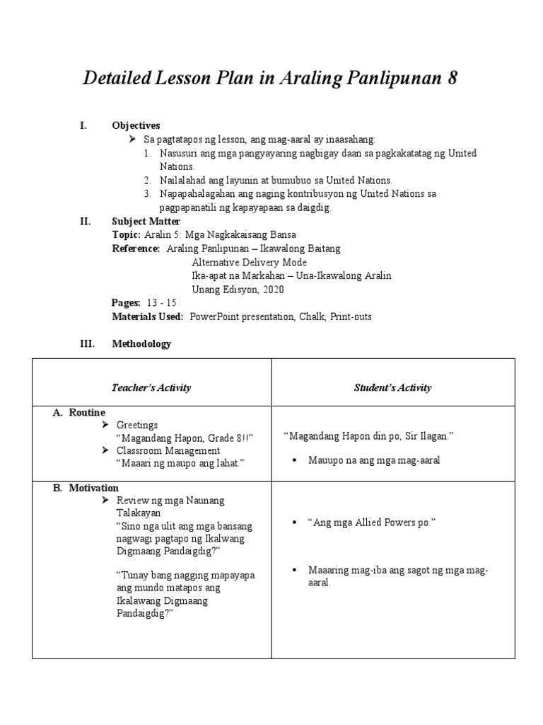 (COT 1) Detailed Lesson Plan in AP 8 | PDF