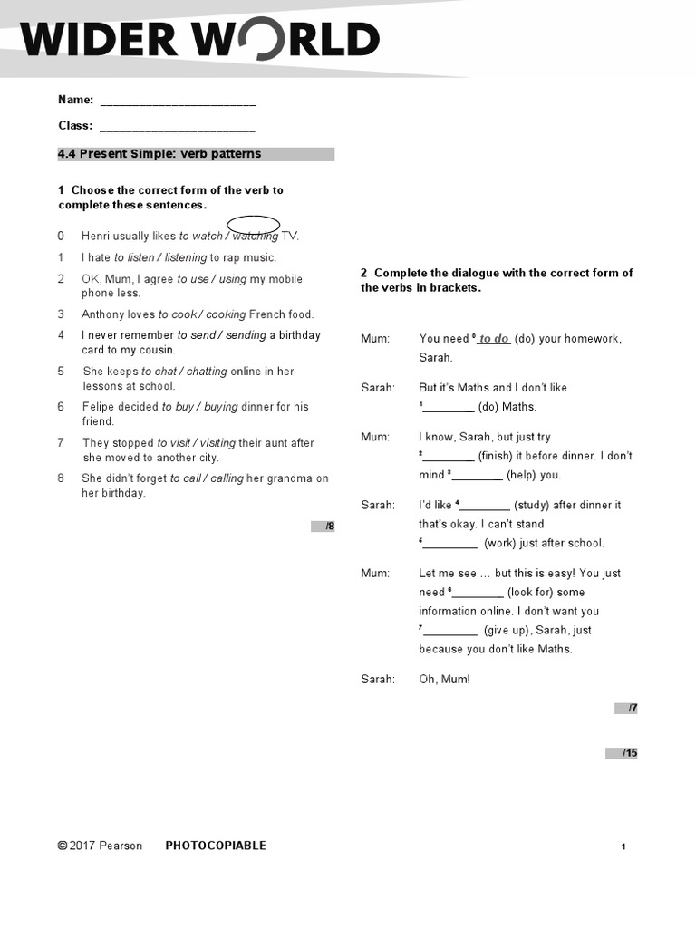 Wider_World_2_Grammar_Check_U4_4_Group_B | PDF | Linguistic Morphology ...